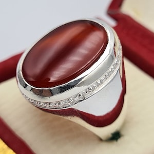 Mens Aqeeq Ring Natural Brown Re Agate Bague Akik Aqiq Hakik Rings Man ...