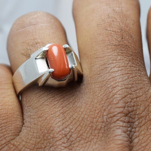 Sterling Silver Marjan Ring Coral Ring Coral Stone Moonga Stone Marjan ...