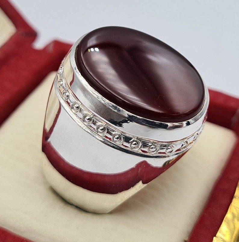 Yemeni Aqeeq Ring Beautiful Blood Red Yamni Yemen Yamani Akik - Etsy