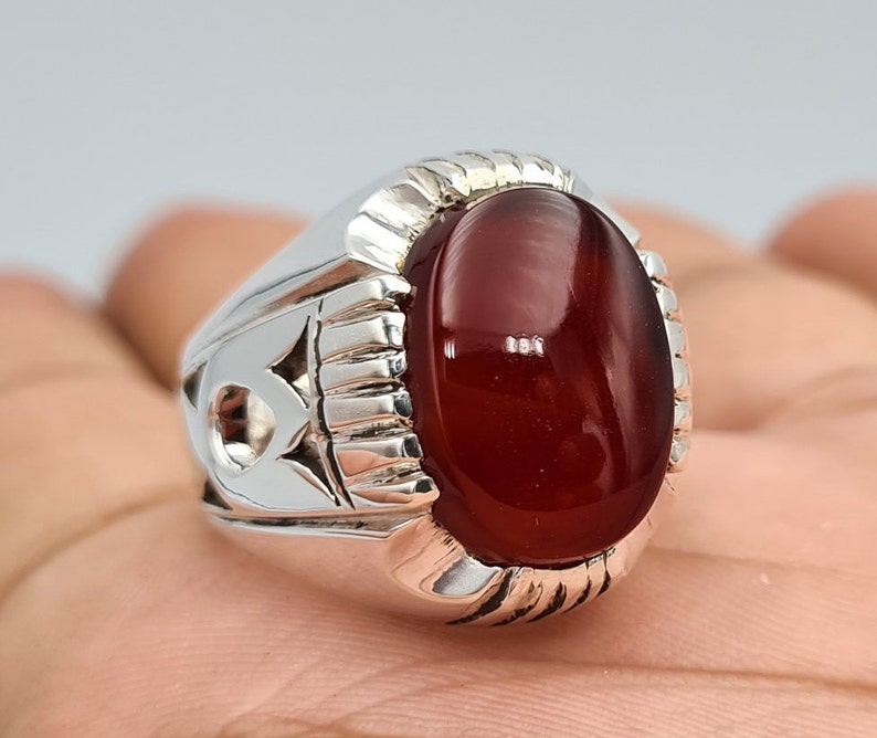 Yemeni Aqeeq Blood Red Aqiq Akik Agate Hakik Ring Sterling - Etsy