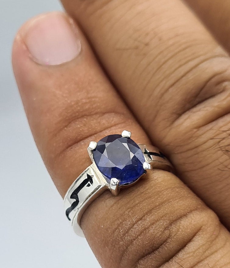 Beautiful Saturn symbol sapphire ring real kashmir color | Etsy