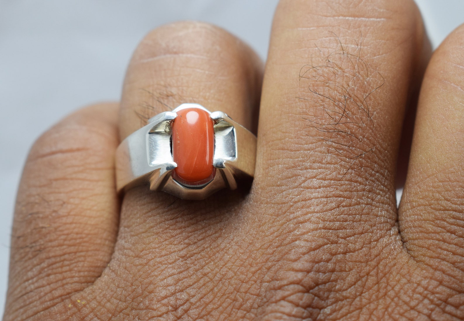 Sterling Silver Marjan Ring Coral Ring Coral Stone Moonga - Etsy
