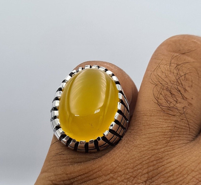 Yemeni Aqeeq Yamni Aqiq Akik Yaman Agate Yamani Hakik Ring Yellow Stone ...