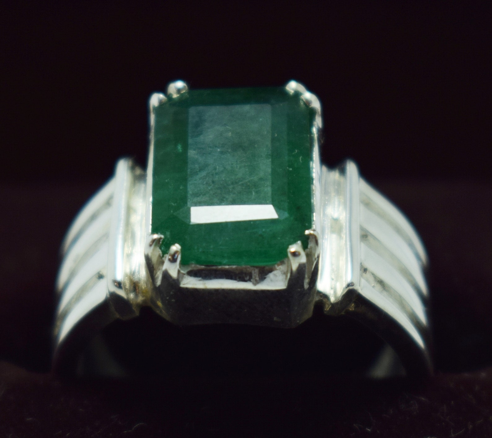 Zambian Emerald Mens Ring, Sterling Silver, Big Stone - Etsy