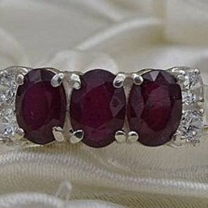 Natural Pigeon Blood Red Ruby Ring Dark Red Ruby Band Natural Stone 925 ...