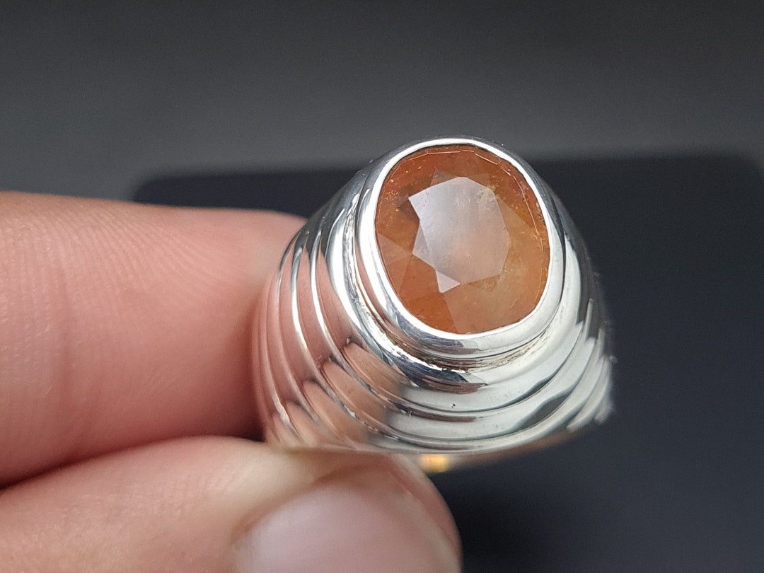 Mens Yellow Sapphire Ring Pukhraj Ring for Men Natural Yellow Sapphire ...