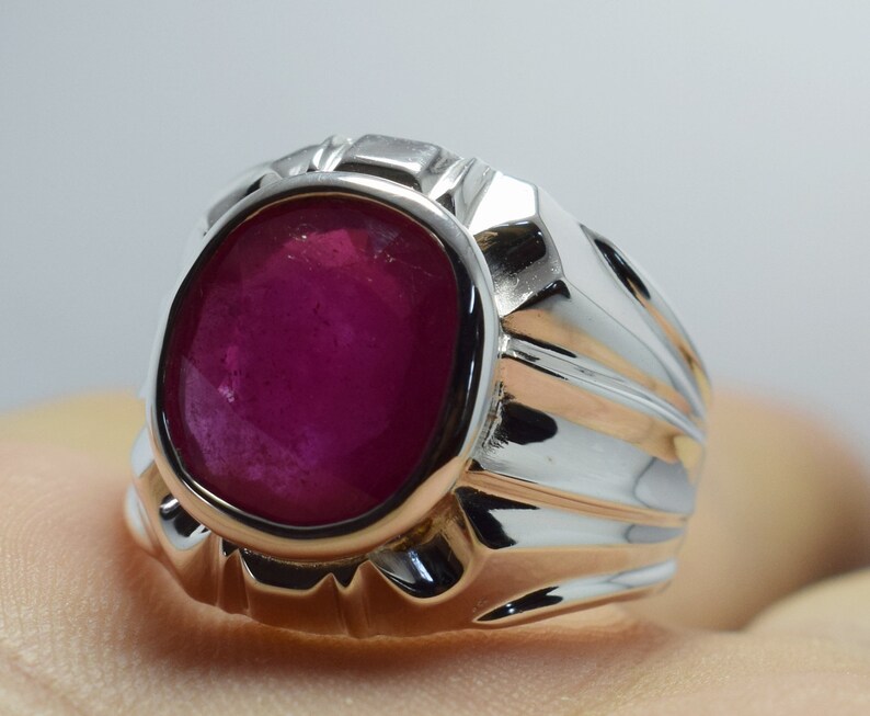 Ruby Ring Mens Real Ruby Stone Ring Natural Gemstone Handmade - Etsy
