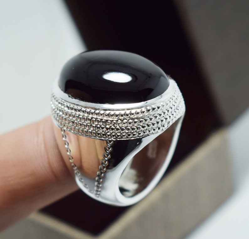 Aqeeq Ring Mens Real Stone Black Blood Red Yemeni Aqeeq Akik - Etsy