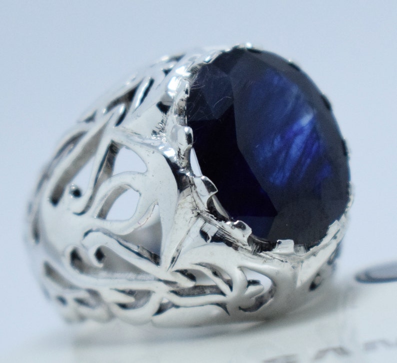925 Sterling Silver Natural Sapphire Ring Dark Blue Sapphire | Etsy