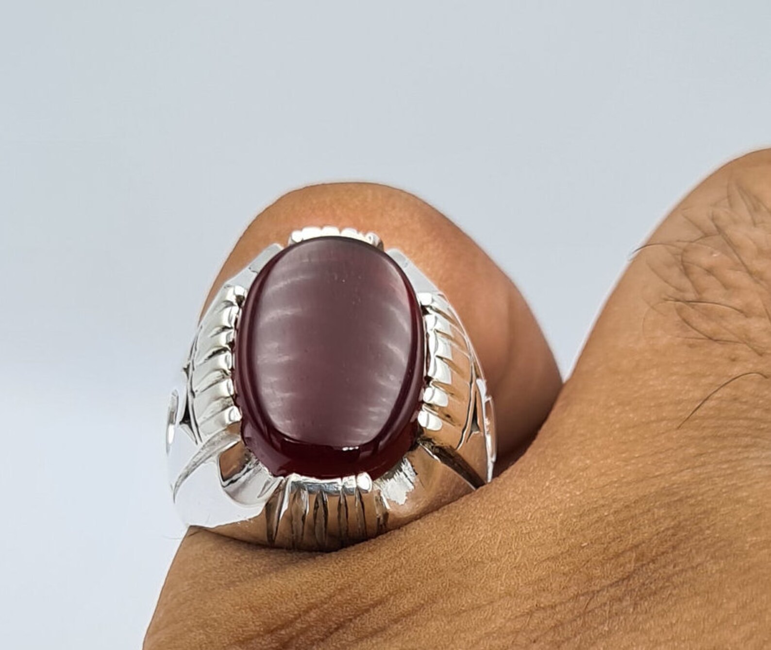 Yemeni Aqeeq Blood Red Aqiq Akik Agate Hakik Ring Sterling - Etsy