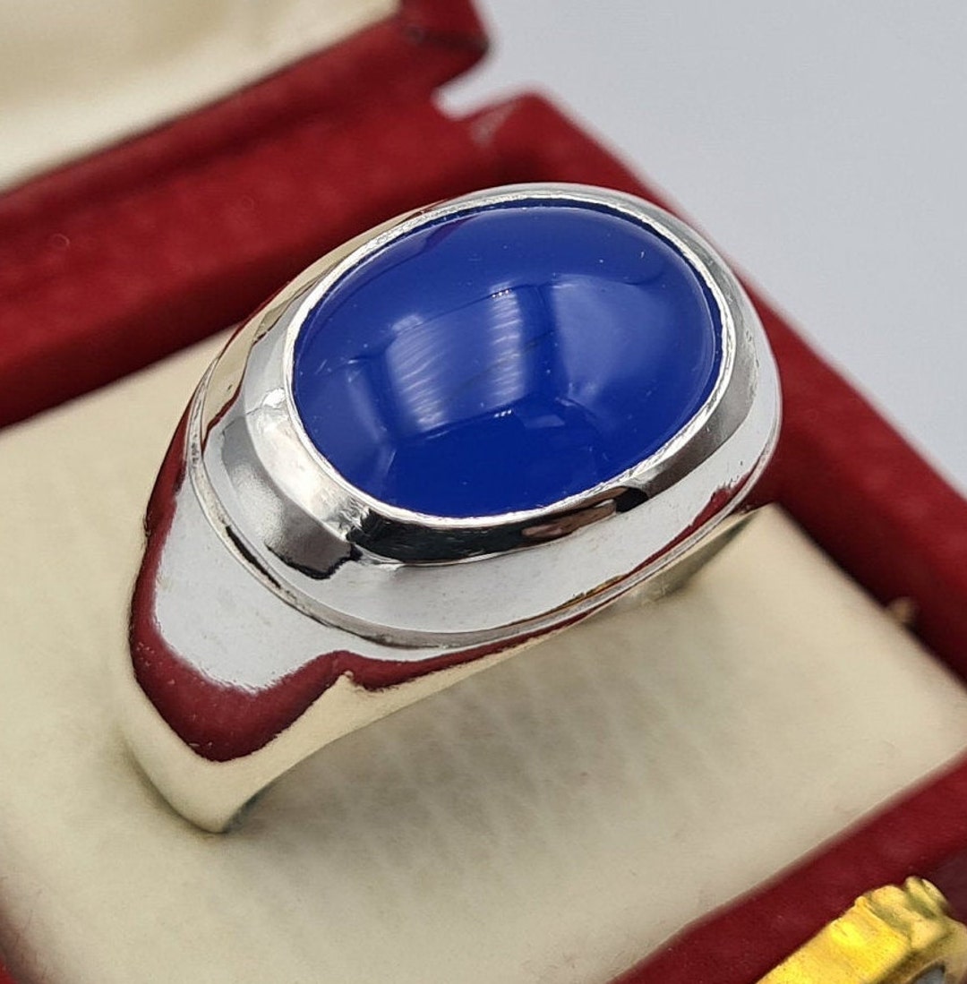 Rare Blue Yemeni Aqeeq Ring Yamni Yemen Yamni Akik Aqiq Handmade Silver ...