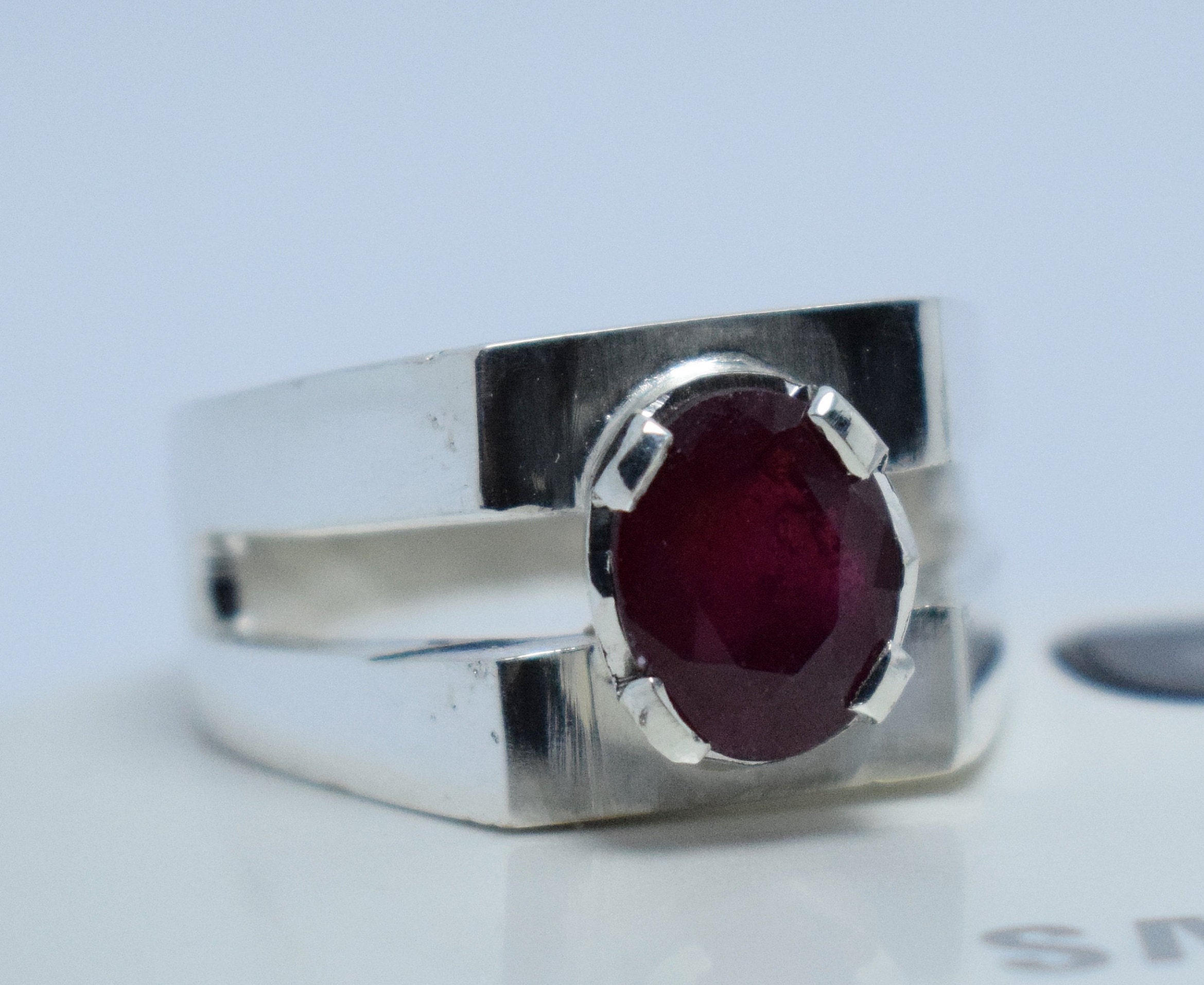 Natural Pigeon Blood Red Ruby Ring Band 925 Sterling Silver | Etsy