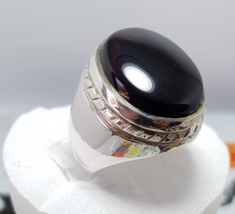 Natural Yemeni Aqeeq Ring Black Blood Red Agate Ring Akik - Etsy