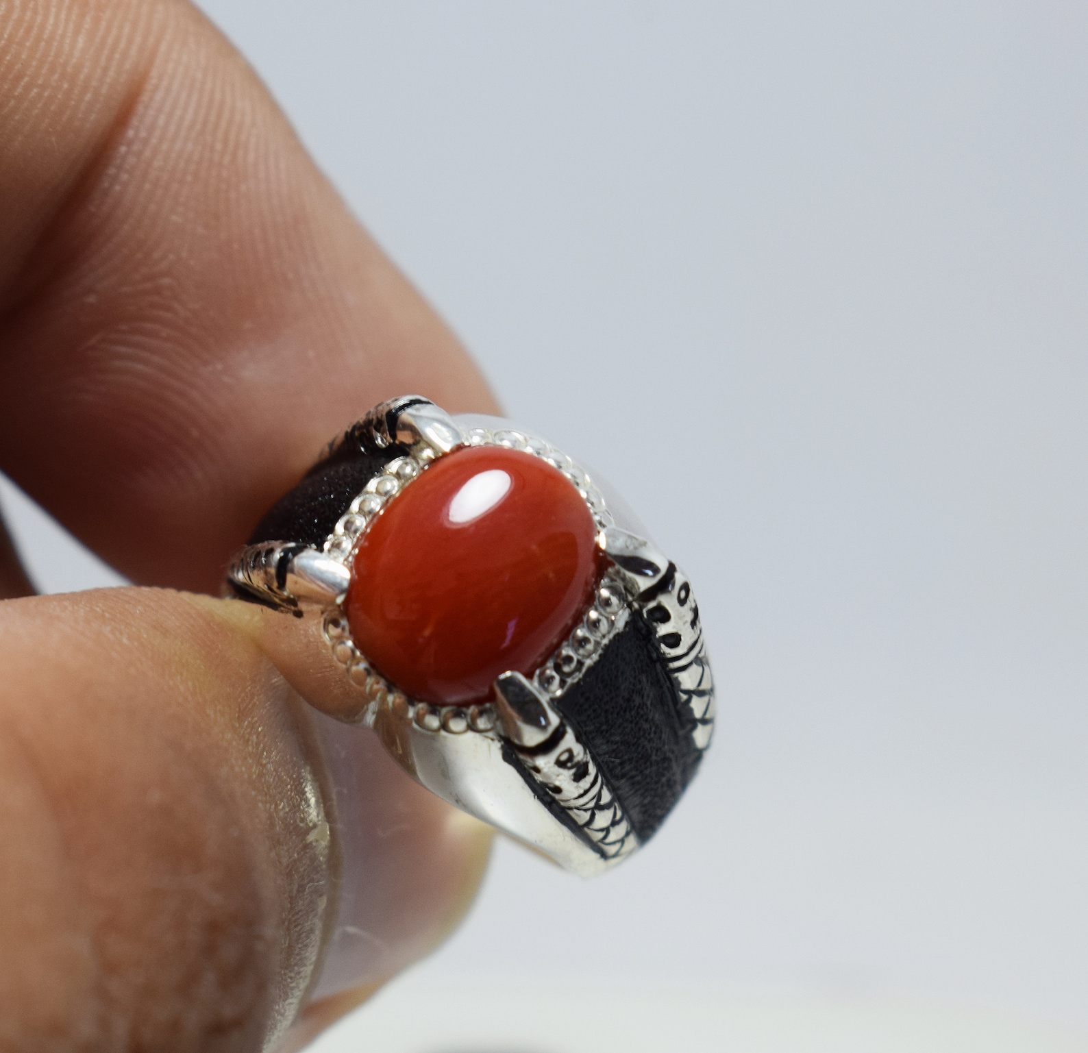 Marjan Coral Ring Top Quality Marjan Stone Ring Deep Red Coral | Etsy