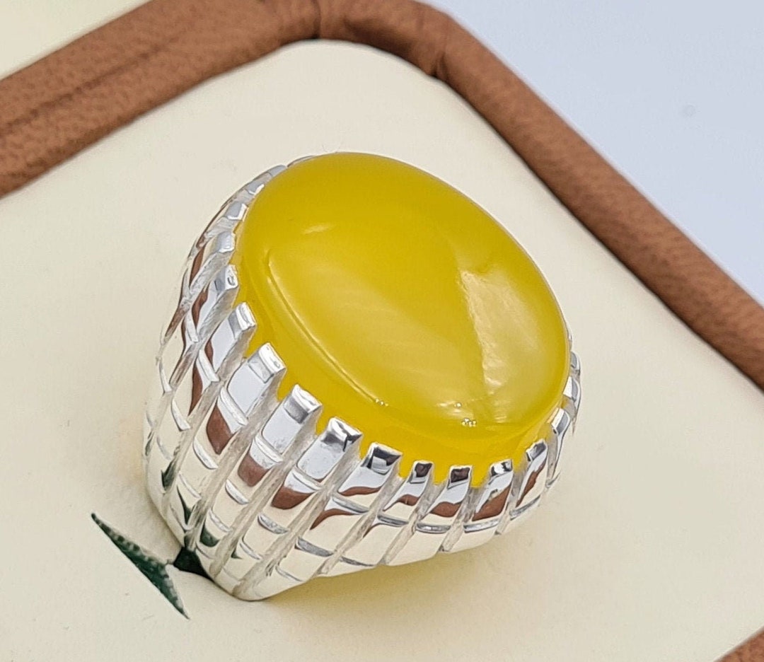 Yemeni Aqeeq Agate Akik Aqiq Handmade Sterling Silver Ring Mens Jewelry ...