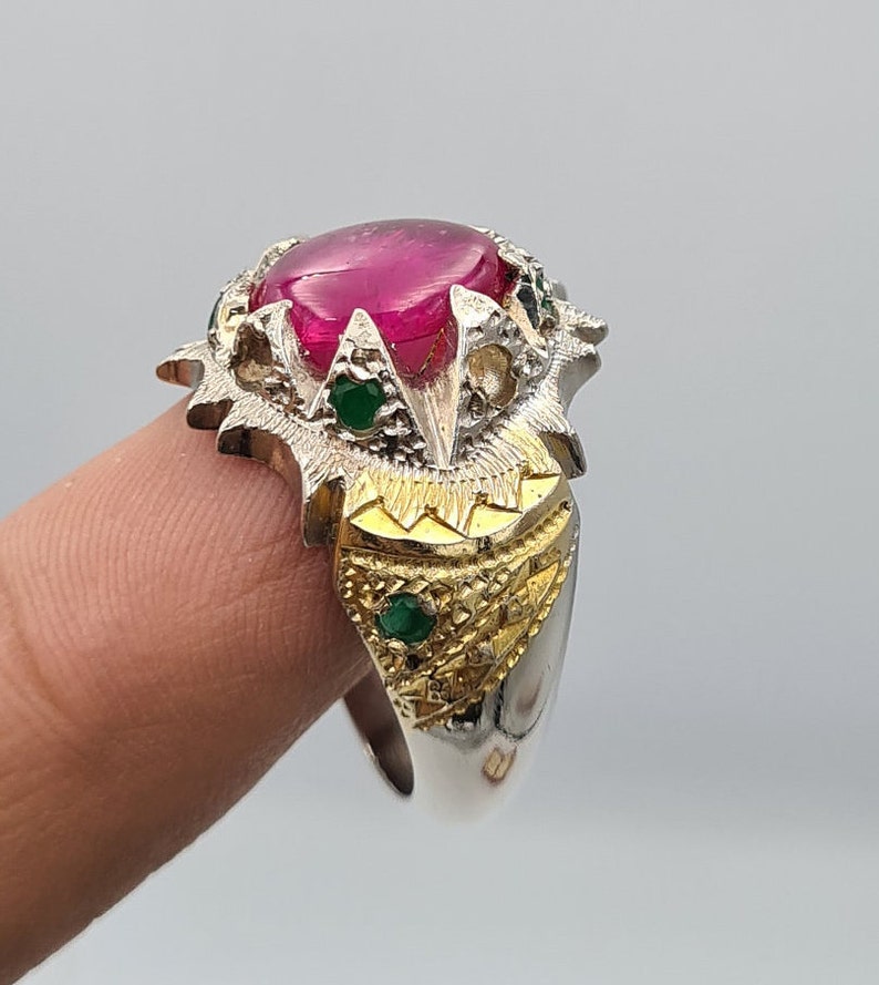 Unique Ottoman Ring Real Cabochon Ruby Ring Unique Sterling - Etsy