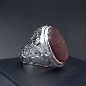 Naad-e-ali Written Yemeni Aqeeq Ring | Mens Agate Ring | Real Yamani ...