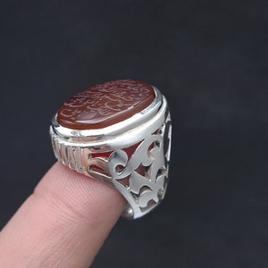 Naad-e-ali Written Yemeni Aqeeq Ring | Mens Agate Ring | Real Yamani ...