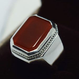 Aqeeq Ring Brown Blood Red Agate Stone Natural Yemeni Akik Aqiq Yamni ...