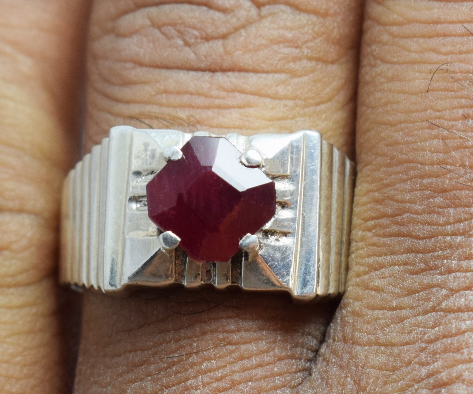 Pigeon Blood Red Ruby Ring Mens Ruby Band 925 Sterling Silver - Etsy