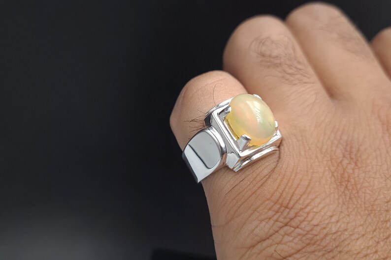 Mens Opal Ring Australian Opal 925 Sterling Silver Ring - Etsy