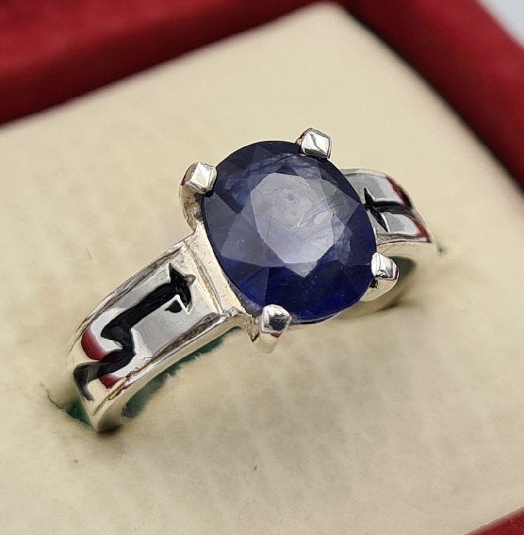 Beautiful Saturn Symbol Sapphire Ring Real Kashmir Color Sapphire Bague ...