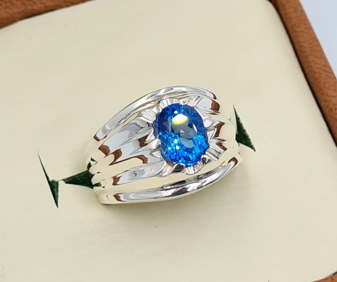 Rich Blue Topaz Super Clean Clear Real Topaz Stone Sterling Silver Ring ...