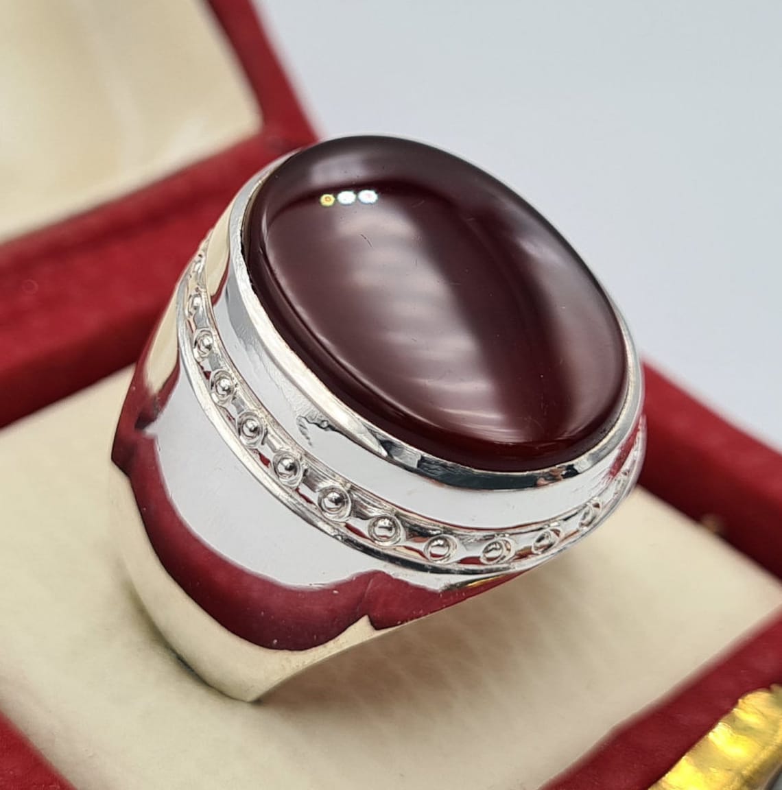 Yemeni Aqeeq Ring Beautiful Blood Red Yamni Yemen Yamani Akik - Etsy