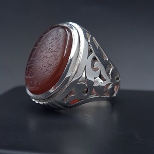 Naad-e-ali Written Yemeni Aqeeq Ring | Mens Agate Ring | Real Yamani ...