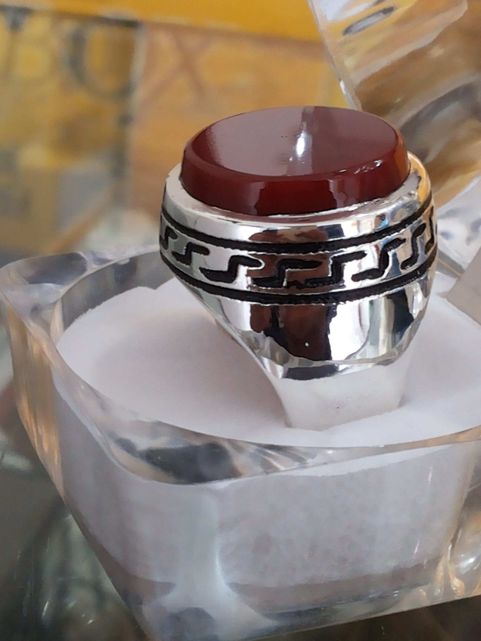 Natural Brown Red Yemeni Aqeeq Akik Ring 925 Sterling Silver - Etsy