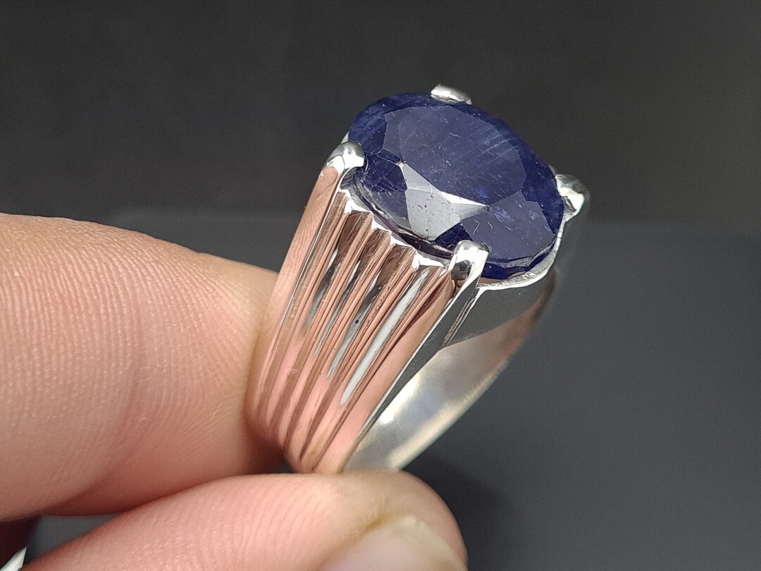Elegant Design Blue Kashmir Colour Sapphire Ring Unisex Silver Ring ...