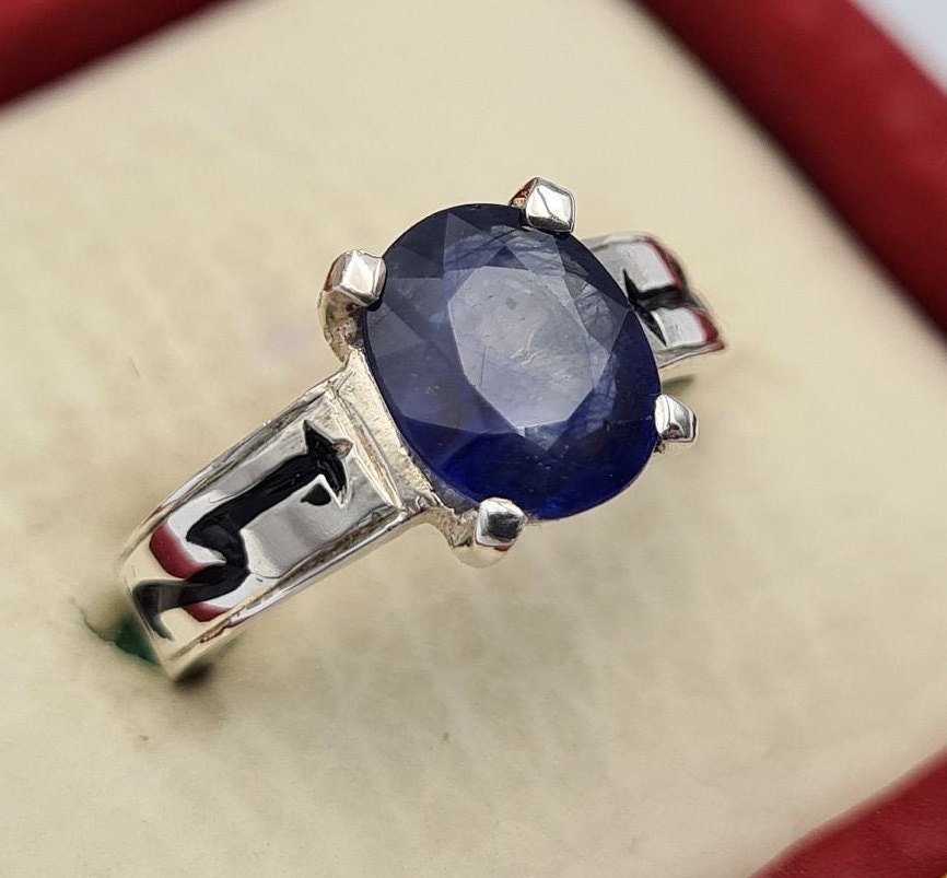 Beautiful Saturn symbol sapphire ring real kashmir color | Etsy