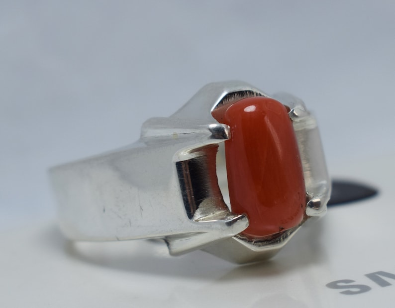 Sterling Silver Marjan Ring Coral Ring Coral Stone Moonga - Etsy