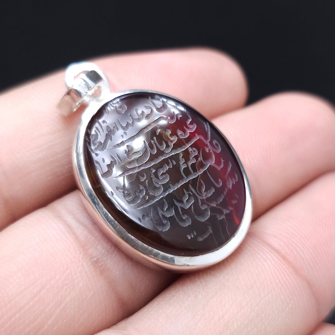 Nad-e-ali Aqeeq Pendant, Engraved 925 Sterling Silver Locket - Etsy