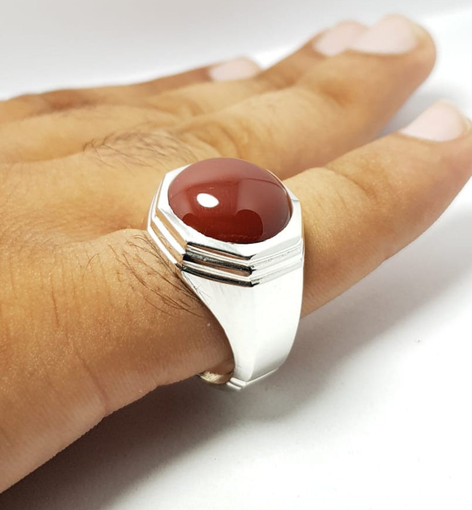 Natural Dark Brown Blood Red Yemeni Aqeeq Ring Yamni Akik Ring - Etsy