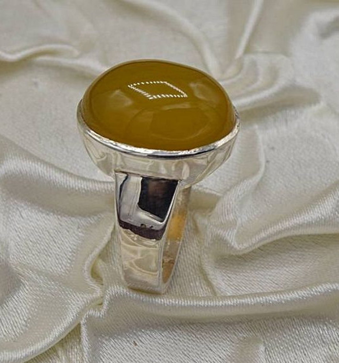 Natural Yellow Aqeeq Ring, Sterling Silver Handmade Zard Yamni Akik - Etsy