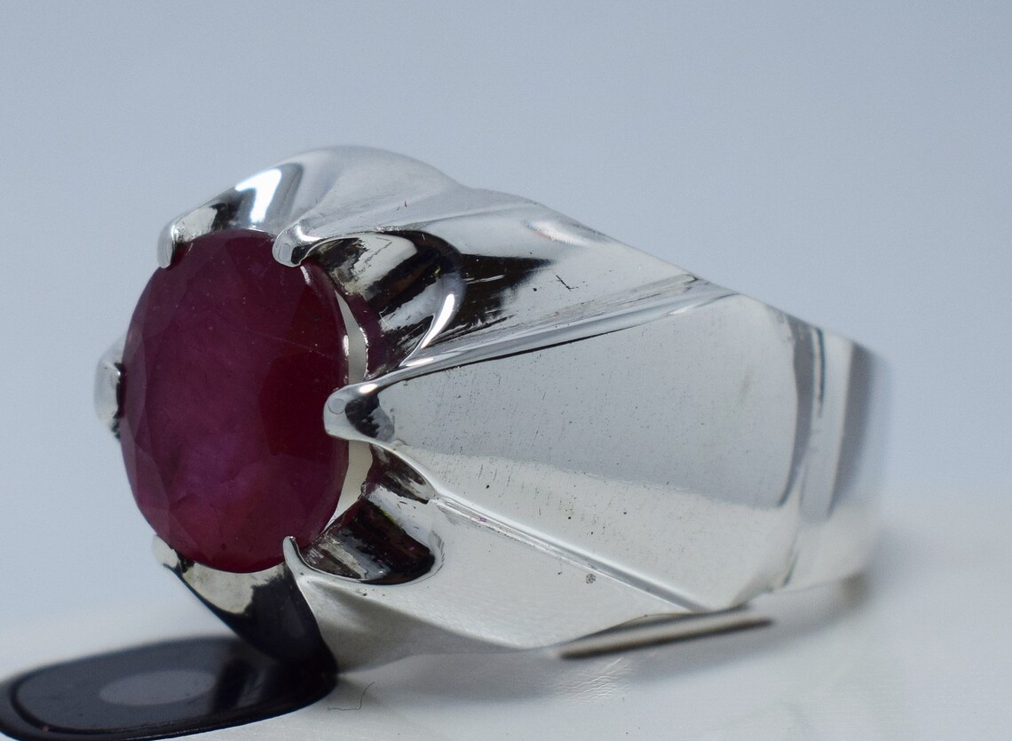 Ruby Ring Natural Ruby Sterling Silver Men Ring Real Ruby | Etsy