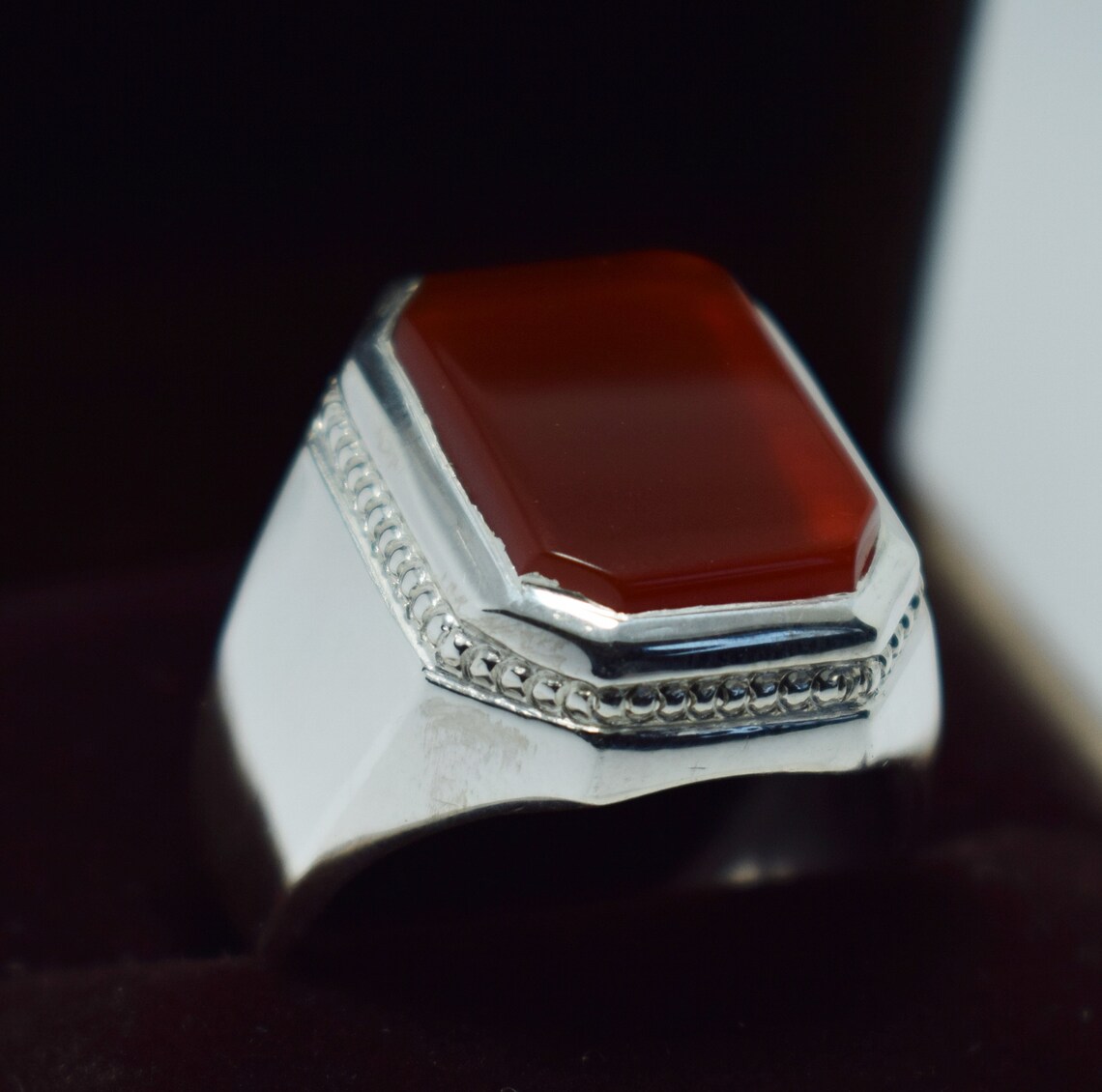 Aqeeq Ring Brown Blood Red Agate Stone Natural Yemeni Akik - Etsy