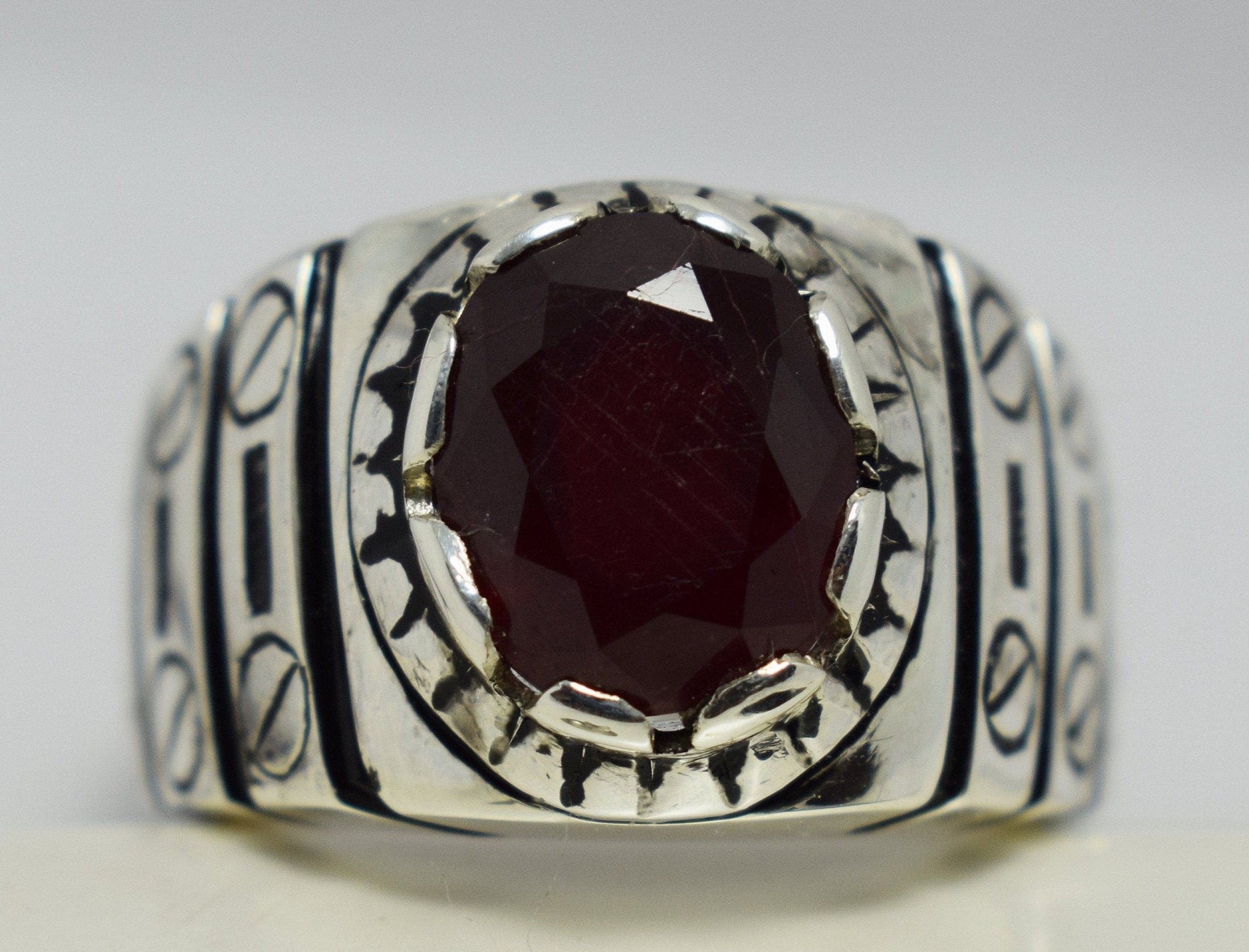 Pigeon Blood Red Ruby Mens Ruby Stone Ring Natural Ruby Band | Etsy