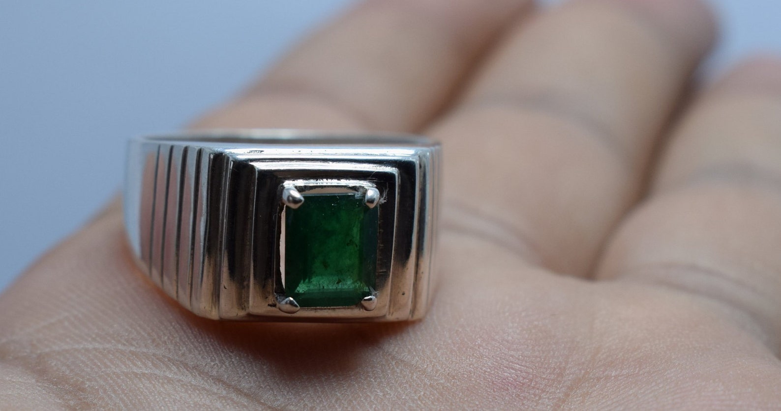 Natural Unheated Untreated Emerald Ring 925 Sterling Silver | Etsy