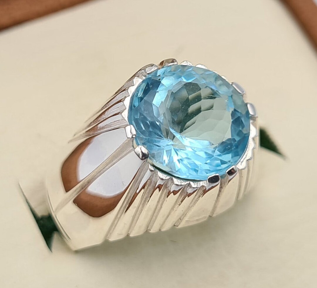 Top Quality Real Blue Topaz Sky Blue Topaz Jewelry Handmade Ring ...