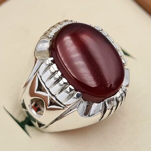 Yemeni Aqeeq Blood Red Aqiq Akik Agate Hakik Ring Sterling Silver ...