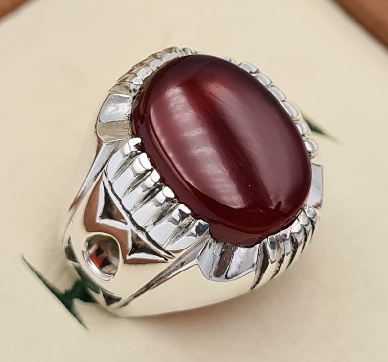 Yemeni Aqeeq Blood Red Aqiq Akik Agate Hakik Ring Sterling | Etsy