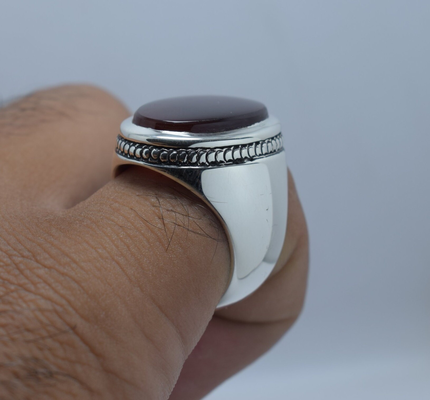 Yemeni Aqeeq Ring Akik Ring Kabadi Yaman Bague 925 Sterling | Etsy