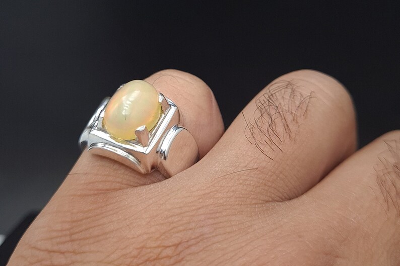 Mens Opal Ring Australian Opal 925 Sterling Silver Ring - Etsy