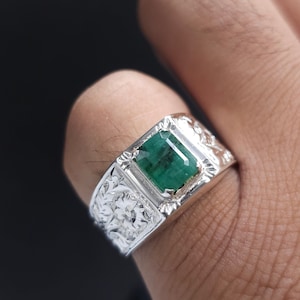 Mens Emerald Ring Swat Emerald Ring for Men Zamurd Ring Solitaire Ring ...