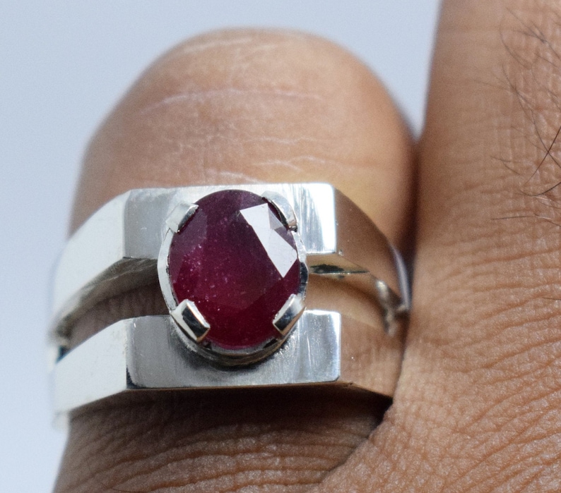 Natural Pigeon Blood Red Ruby Ring Band 925 Sterling Silver - Etsy