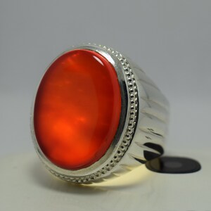 Blood Red Yemeni Aqeeq Agate Akik Aqiq Ring Mens Ring Handmade Ring 925 ...