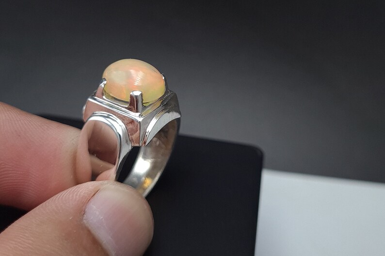 Mens Opal Ring Australian Opal 925 Sterling Silver Ring - Etsy