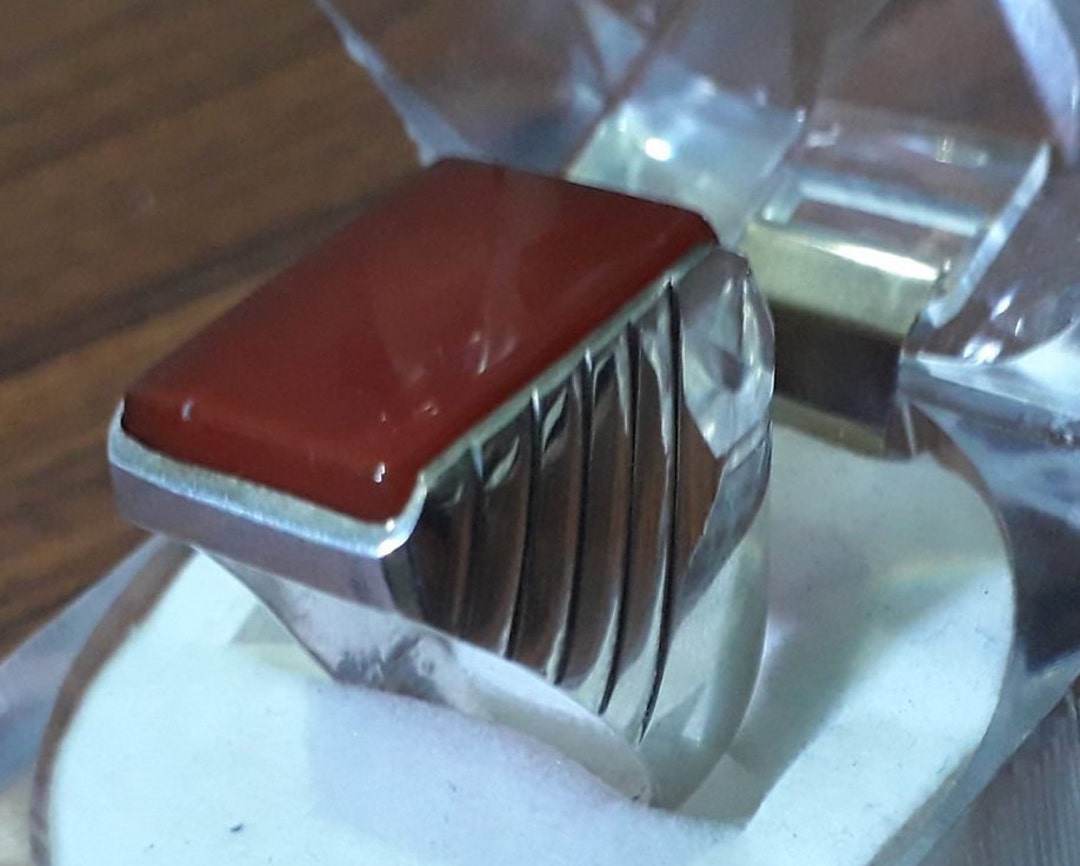 Beautiful Dark Brown Blood Red Yemeni Aqeeq Ring Yamni Akik Agate Bague ...